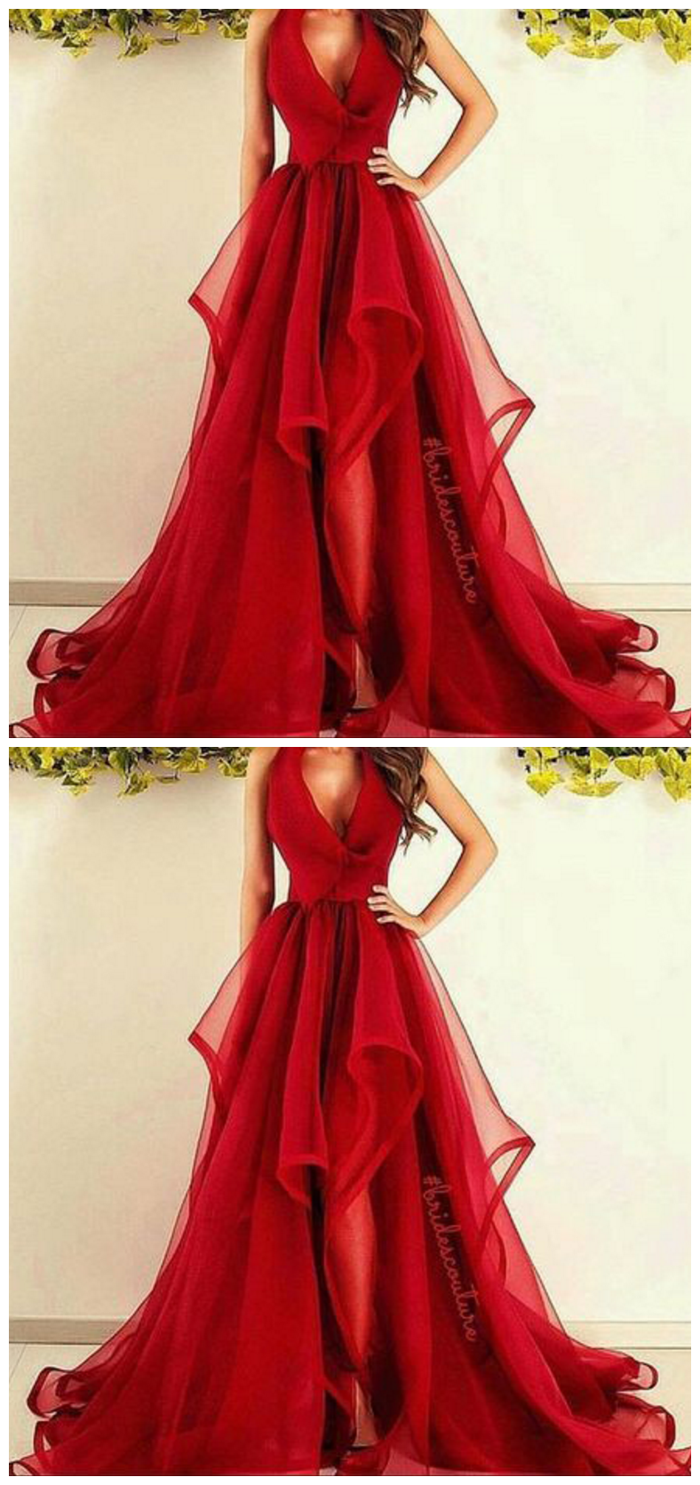 Red V Neck Prom Dresses 2018 Long Evening Gowns A Line Women Formal ...