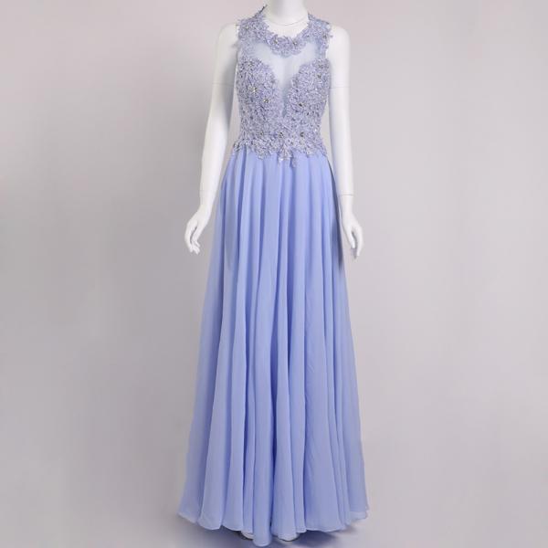 Simple Chiffon Long Evening Dresses With Lace And Beading, Formal ...