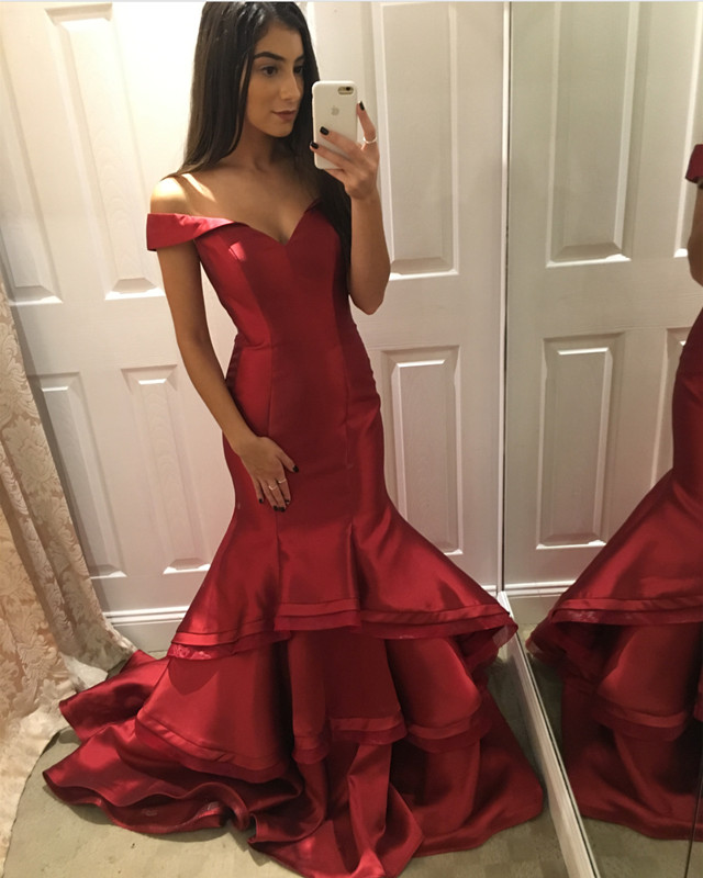 Dark Red Prom Dresses,mermaid Prom Dress,evening Gowns,formal Dress ...